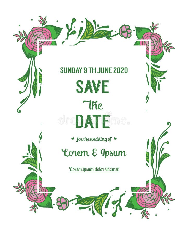 Template Design for Card Save the Date, with Ornament Art of Rose ...