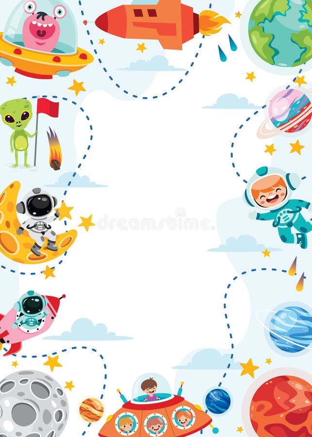 Template Design with Colorful Space Elements Stock Illustration ...