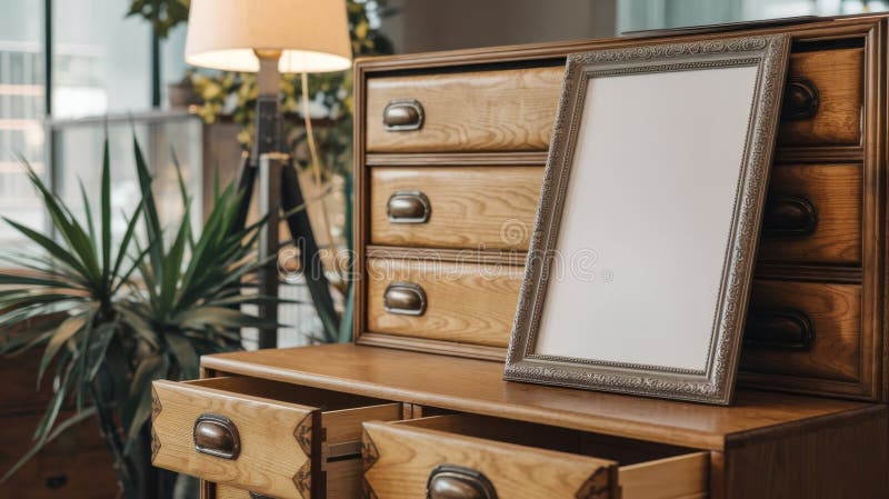 Template Design Featuring a Poster Frame on a Chest of Drawers within ...