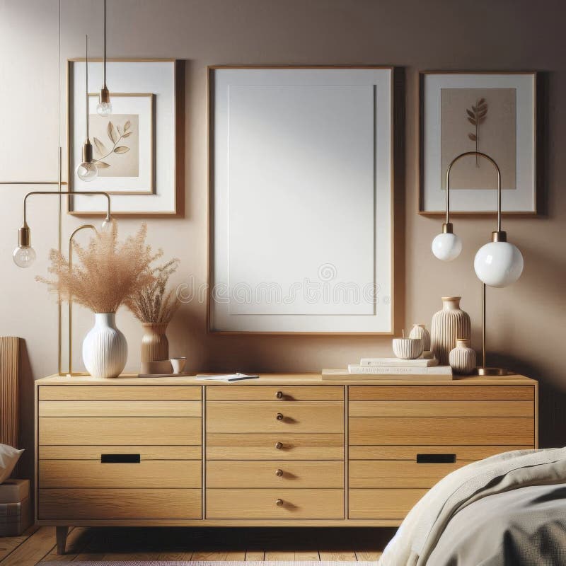 Template Design Featuring a Poster Frame on a Chest of Drawers within ...