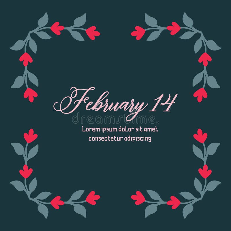 14 February Beautiful Elegant 3d Text Design Stock Vector ...