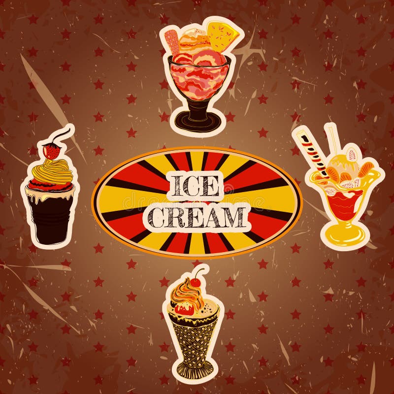 Template for Design with Hand Drawn Ice Cream Typography Poster Stock ...