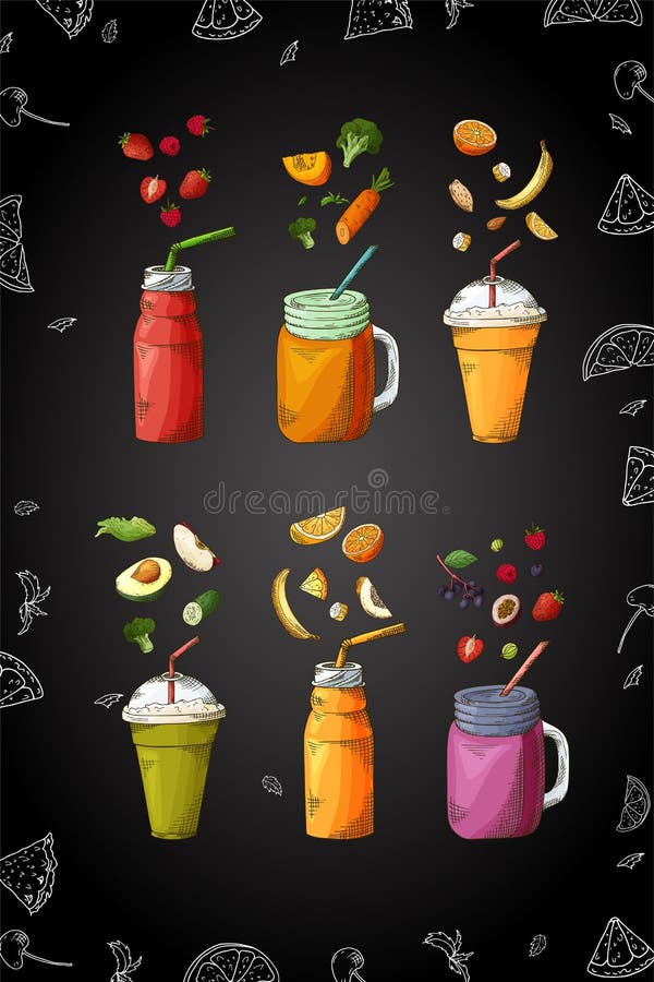 Template Design with Smoothie for Banner, Brochure. Organic Fruit Shake ...