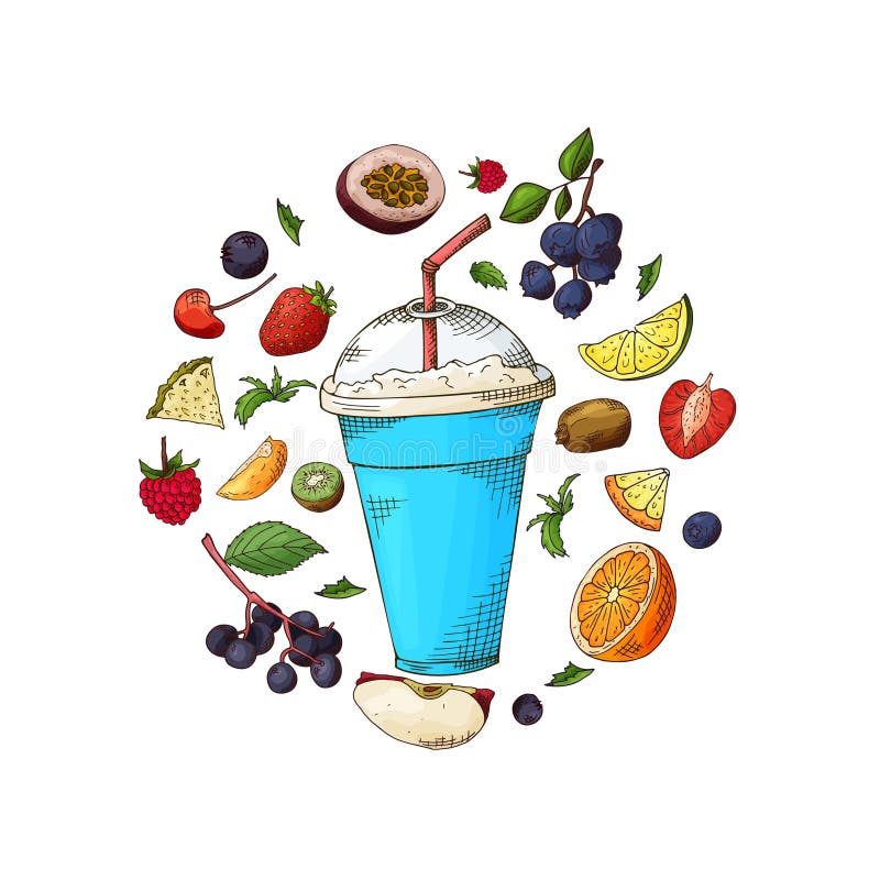 Template Design with Smoothie for Banner, Brochure. Organic Fruit Shake ...