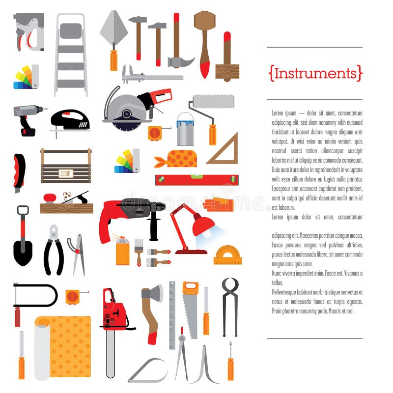 Template design with tools stock vector. Illustration of instrument ...