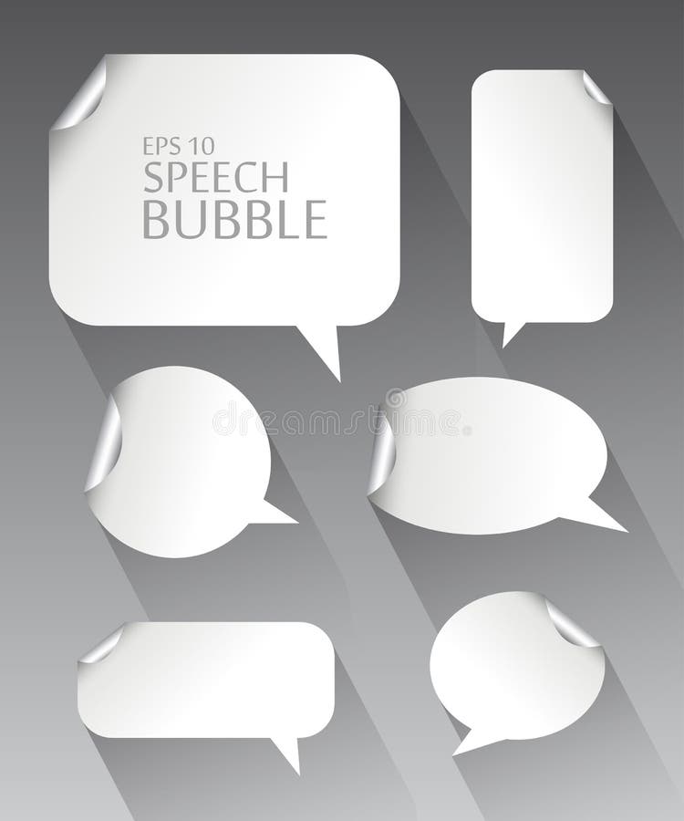 Template of Different Empty White Speech Bubbles with Silver Metal ...
