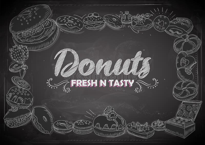 Template of Different Types of Donut for Menu Background Design of ...