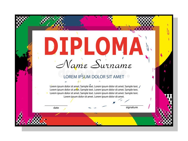 Template Diploma or Certificate. Modern Colorful Design Stock Vector ...