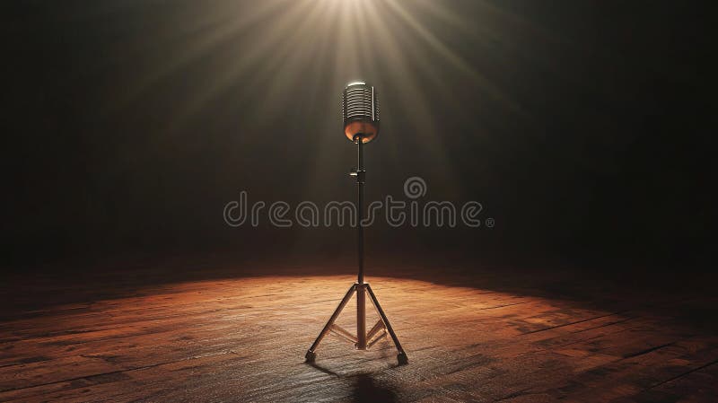 A Template Displaying Realistic Modern Metallic Microphone Stands is ...