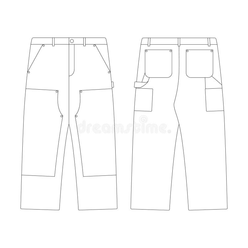 Template Double Knee Pants Vector Illustration Flat Design Outline ...