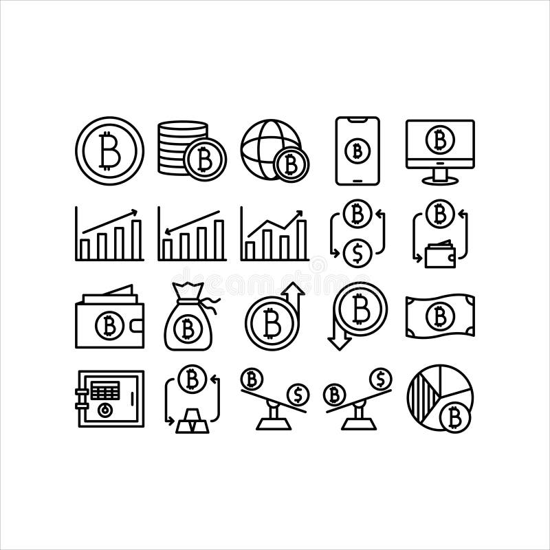 Simple Bitcoin Icon with Outline Style Stock Vector - Illustration of ...