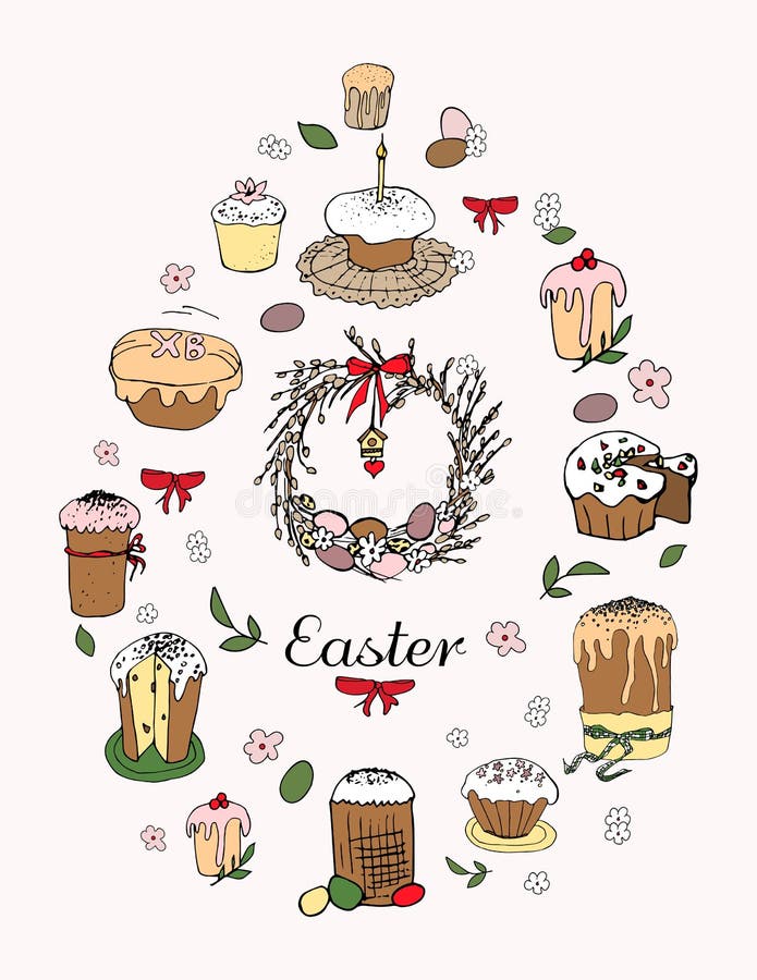 Template Easter Banner Egg from Doodle Cake and Wreath Stock Vector ...