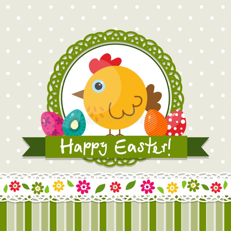 Template Easter Greeting Card, Chick, Vector Stock Vector ...