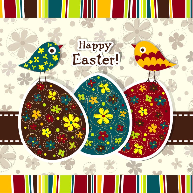 Template Easter Greeting Card Stock Vector - Illustration of polka ...