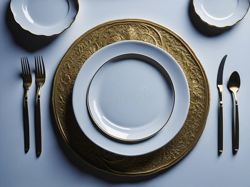 Template Empty Plate in Expensive Luxury Restaurant. Tableware Serving ...