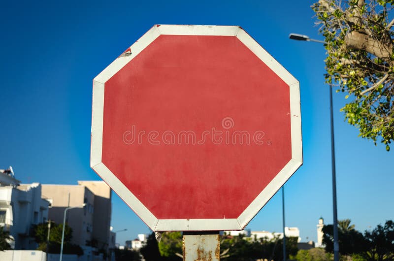 Template of Empty Sign Stop. Close Up of Red Sign Stop Stock Photo ...