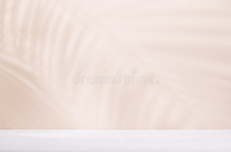 Template with Empty Table and Wall with Natural Plant Shadow and Sunny ...