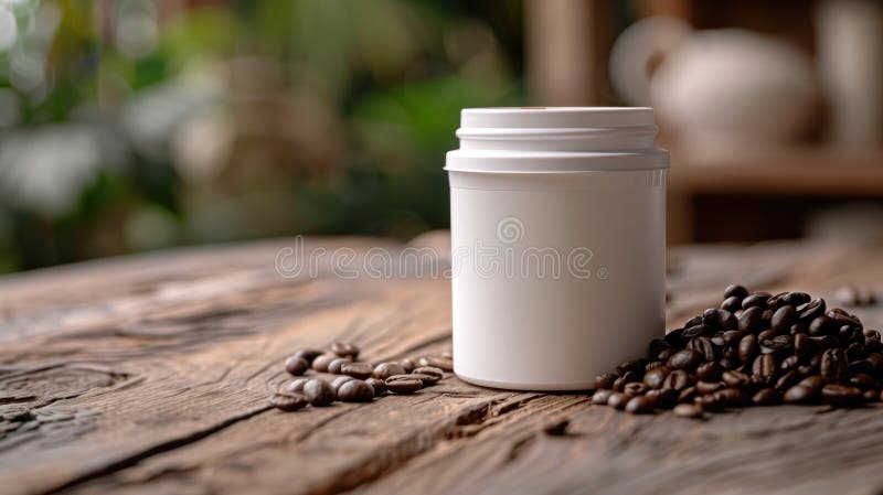 Template of an Empty White Coffee Can. Mocap. Coffee Beans on a Worn ...