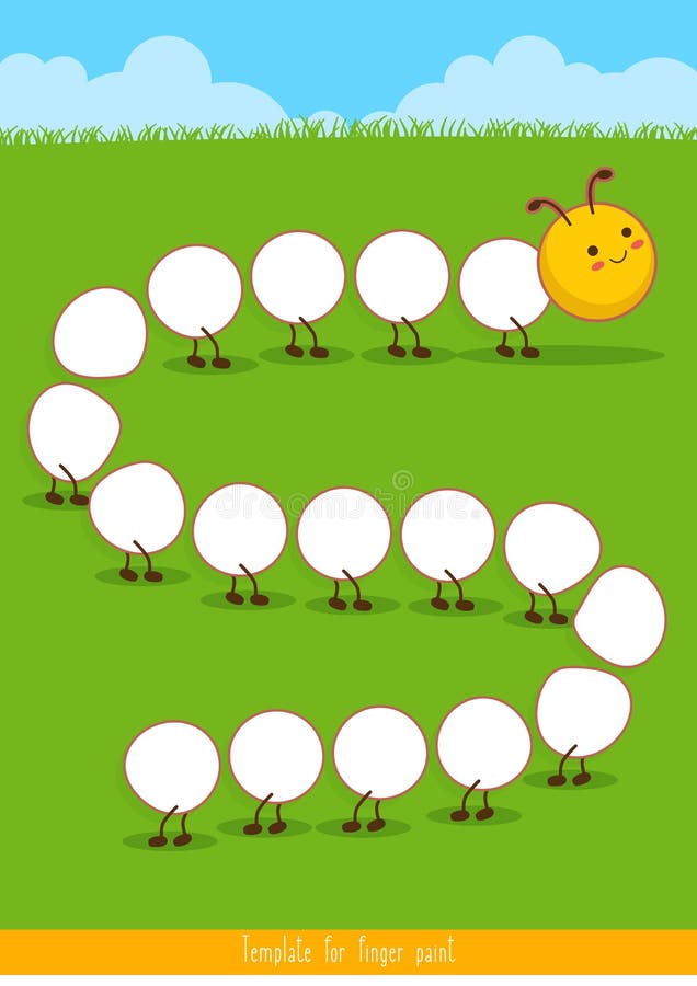 Template for Finger Paint. Printable for Children`s Creativity Stock ...