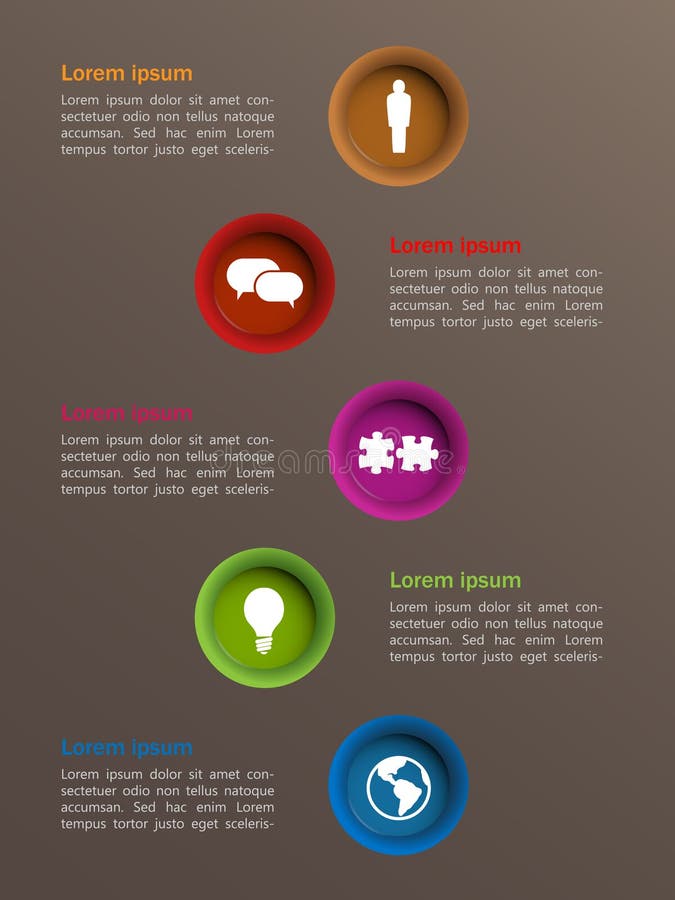 Template with Five Color Icons with Infographic Content - Vector EPS 10 ...