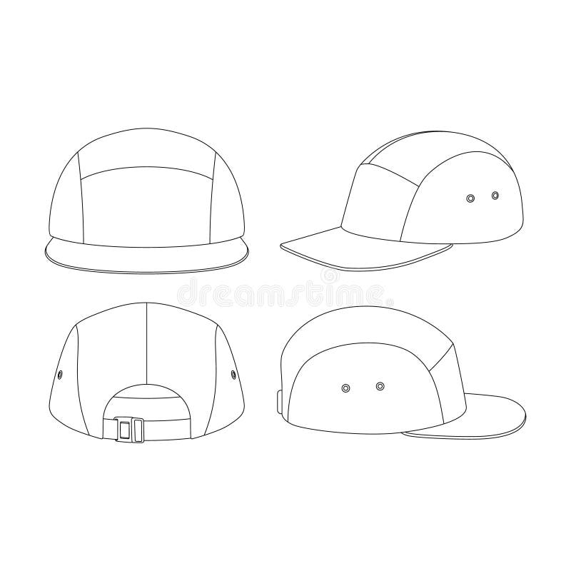 Template Snapback Hat Vector Outline Stock Vector - Illustration of ...