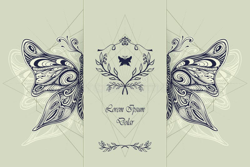 Template Flyer with Decorative Butterfly Stock Vector - Illustration of ...