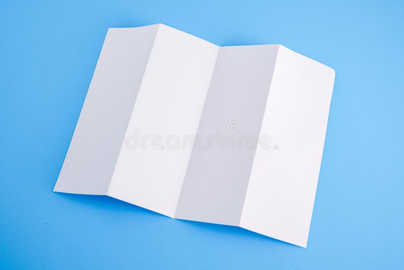 Template Fold White Paper on Blue Background Stock Image - Image of ...