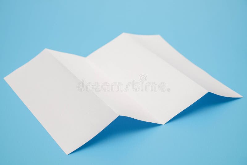 Template Fold White Paper on Blue Background Stock Image - Image of ...