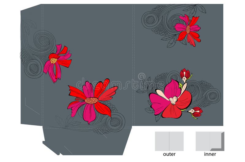Template for Folder with Flowers Stock Vector - Illustration of paper ...
