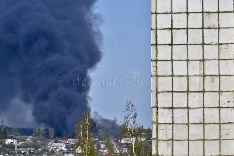 Template in the Form of a Building Wall Against the Sky and Thick Black ...