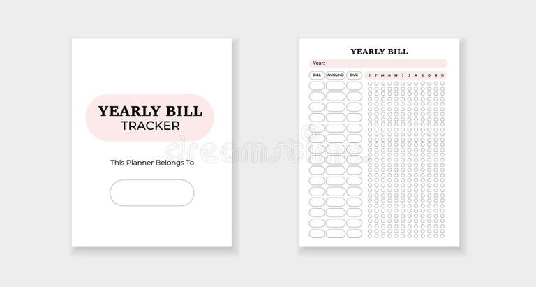 Template Form for Yearly Bill Tracking with Simple and Efficient Layout ...