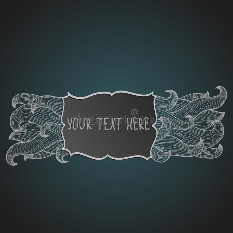 Template Frame Design for Card with Hand Drawn Waves. Stock Vector ...