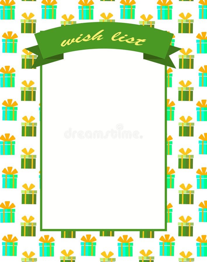 Template Frame for Writing Wishlist. Vector Background. Stock ...