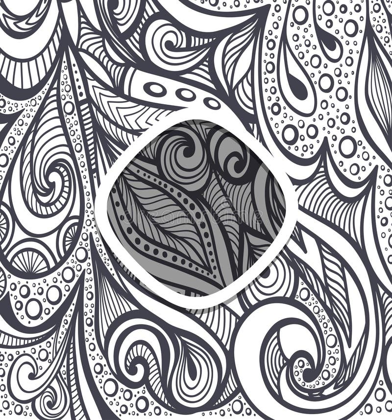 Template Frame with Zen-doodle Pattern in Grey Stock Vector ...