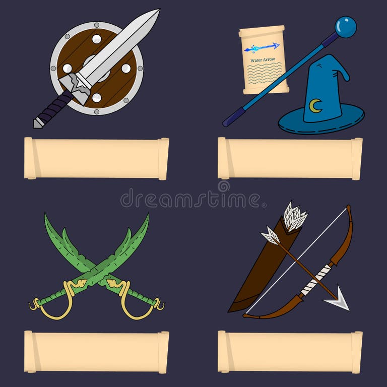 Template of Game Character, Class. Warrior, Wizard, Rogue, Ranger. Main ...