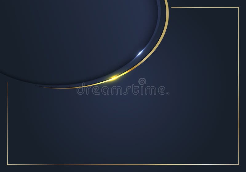 Template Gold Curve Line Frame Blue Background Luxury Style Stock ...