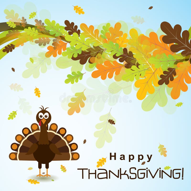 Template Greeting Card with a Happy Thanksgiving Turkey, Vector Stock ...