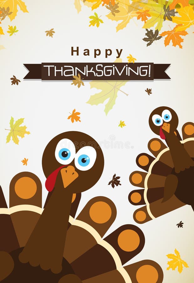 Template Greeting Card with a Happy Thanksgiving Turkey, Vector Stock ...