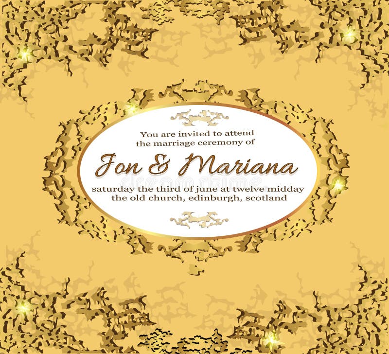 Template, Greeting Card with Text in Gold Wedding Tones Stock ...
