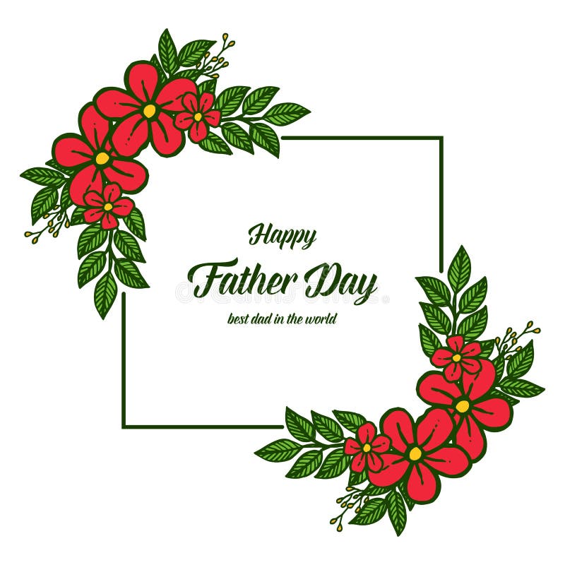 Template Happy Father Day, Bright Red Floral. Vector Stock Vector ...