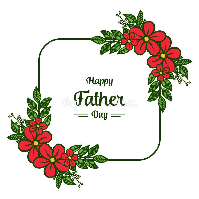Template Happy Father Day, Bright Red Floral. Vector Stock Vector ...
