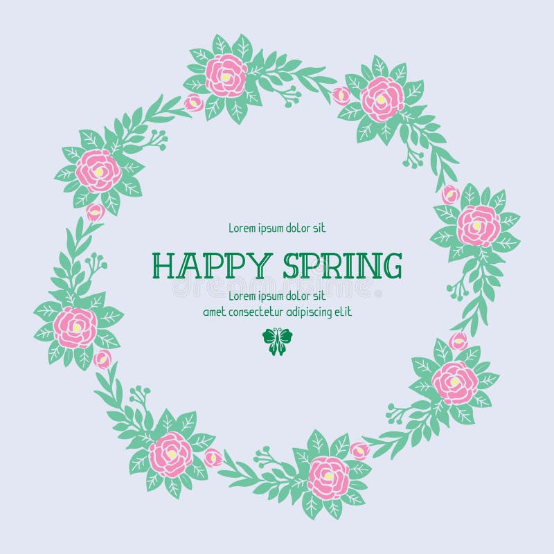 Template for Happy Spring Greeting Card Design, with Beautiful of Leaf ...
