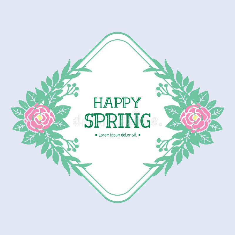 Template for Happy Spring Greeting Card Design, with Beautiful of Leaf ...
