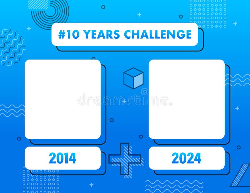 Template with Hashtag 10 Years Challenge Concept. Lifestyle before and ...