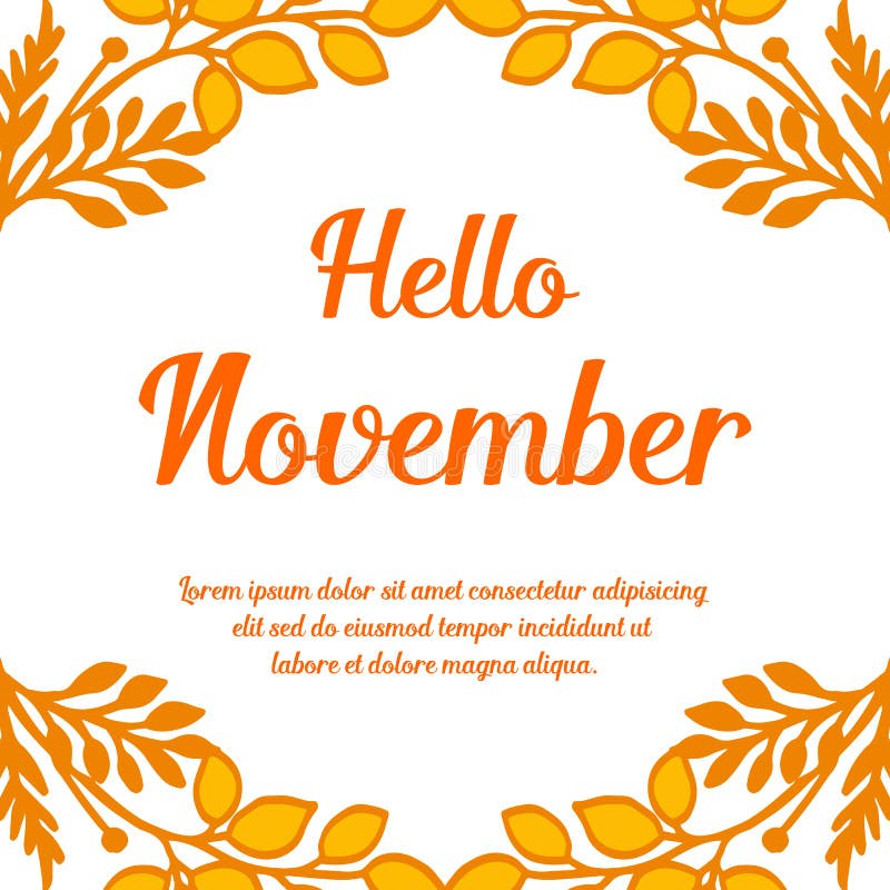 Template Hello November Autumn, with Bright Leaves Frame. Vector Stock ...