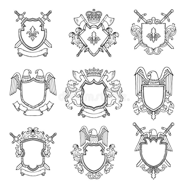 Template of Heraldic Emblems. Different Empty Frames for Logo or Badges ...