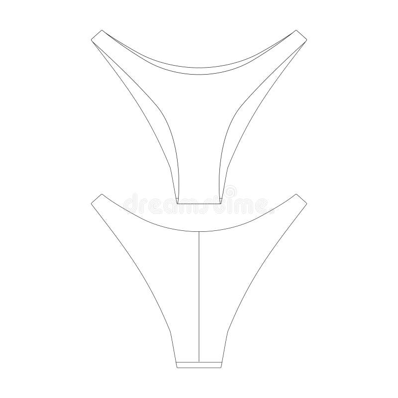 Template High Cut Bikini Bottom Vector Flat Design Outline Clothing Collection Stock Vector