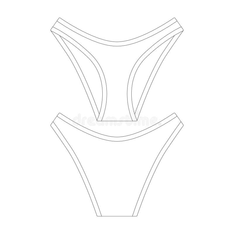 Template High Cut Bikini Underwear Vector Flat Design Outline Clothing Collection Stock Vector
