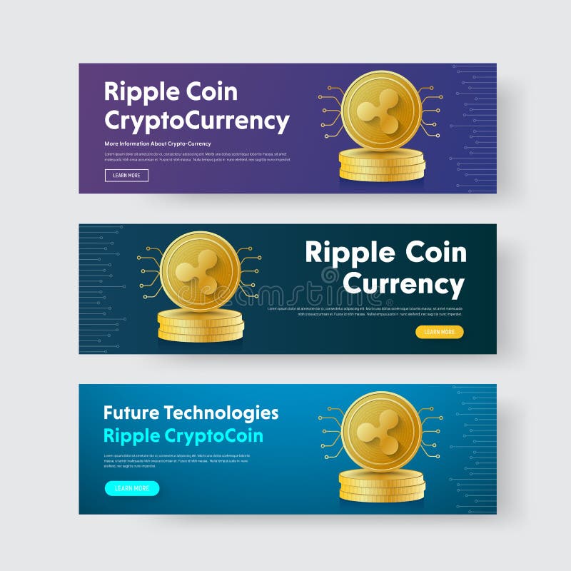 Template of Horizontal Vector Banners with a Pile of Gold Coins ...