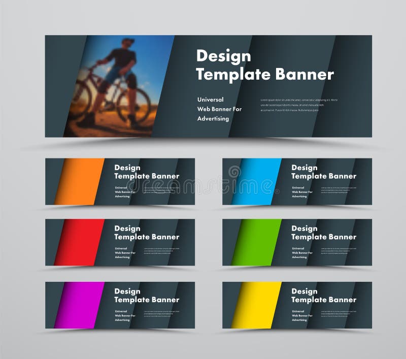 Template of Horizontal Vector Web Banners with Diagonal Elements and ...